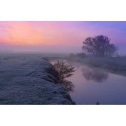 papermoon Fototapete "Fluss in Winterlandschaft", B/L: 5m x 2,8m, Bahnen: 10 Stk., bunt, Schlafzimmer, Tapeten