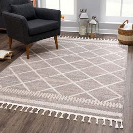 Teppich Carpet City, B:200cm H:7mm L:290cm, braun, Polypropylen, Wohnzimmer, Teppiche, "Art 2645", L&auml;ufer, Kurzflor, mit Kettf&auml;den, Rauten-Optik