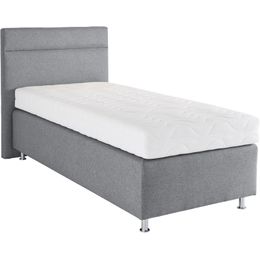 Boxspringbett, grau, Westfalia Schlafkomfort, Bezug Unterbox und Kopfteil: Strukturstoff (77% Polyester und 23% Viskose);Bezug Obermatratze 100%