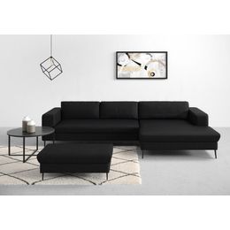Ecksofa DOMO collection, B:329cm H:83cm T:173cm, grau, 100% Polyester, Wohnzimmer, Sofas, "Modica, zeitlos und elegant, L-Form", moderne Optik mit