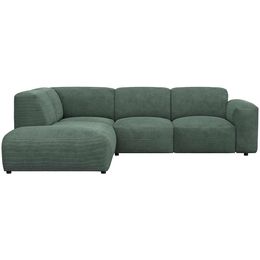 Ecksofa FLEXLUX, B:256cm H:73cm T:231cm, gr&uuml;n, 85% Polyester/15%Polyamide, Wohnzimmer, Sofas, "Lucera, super bequem durch hochwertigen Sitzaufbau mit