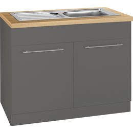 Wiho-K&uuml;chen Sp&uuml;lenschrank WIHO K&Uuml;CHEN, B:100cm H:85cm T:60cm, grau, K&uuml;che, Schr&auml;nke, "Unna", 100 cm breit