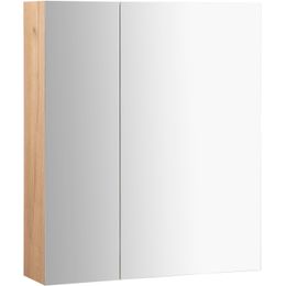 Spiegelschrank Welltime, B:60cm H:70cm T:16cm, silber, MDF, Badezimmer, Schr&auml;nke, "Lund Badschrank Schrank Bad WC Spiegel ohne LED",