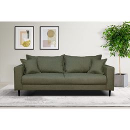 3-Sitzer Home Affaire, B:212cm H:76cm T:84cm, gr&uuml;n, 100% Polyester, Sofas, "VEYRAS, hoher Sitzkomfort, Ma&szlig;e B/T/H: 212/84/76 cm", mit