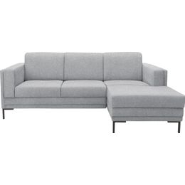 Ecksofa, B:214cm H:82cm T:146cm, silber, LOOKS by Wolfgang Joop, 100% Polyester, Wohnzimmer, Sofas, "LOOKS VII L-Form", klare Linien, edles Design