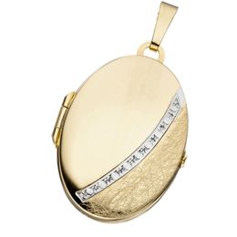 Jobo Damen Medallionanh&auml;nger "Anh&auml;nger Medaillon oval", Gelbgold 333, gold, Gelbgold 333, Schmuckanh&auml;nger, 333 Gold bicolor