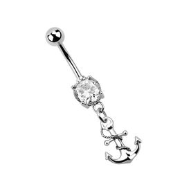 Adelia&acute;s ADELIA ́S Damen Bauchnabelpiercing "Piercing Piercing Bauchnabelpiercing", transparent, Chirurgiestahl, Piercings, 316l Stahl Banane - Anh&auml;nger mit