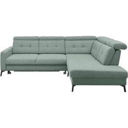Ecksofa Musterring, B:272cm H:84cm T:214cm, gr&uuml;n, 100% Polyester, Wohnzimmer, Sofas, "MR 4615", mit Kopf- und R&uuml;ckenverstellung, Metallfu&szlig; schwarz,