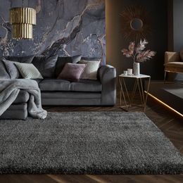 Hochflor-Teppich FLAIR RUGS, B:80cm H:40mm L:150cm, grau, Kunstfaser, Teppiche, "Velvet"