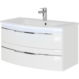 Waschtisch SAPHIR, B:91cm H:50,2cm T:50,1cm, wei&szlig;, Badezimmer, Waschtische, "Serie 7045 Mineralmarmor-Waschtisch und Unterschrank, 91 cm breit",
