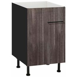 Wiho-K&uuml;chen Sp&uuml;lenschrank WIHO K&Uuml;CHEN, B:50cm H:86,5cm T:58cm, braun, K&uuml;che, Schr&auml;nke, "Nisos", 50 cm breit, mit verstellbaren F&uuml;&szlig;en, ohne Arbeitsplatte