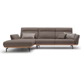 Ecksofa, B:318cm H:103cm T:183cm, beige, CREATION BY ROLF BENZ, NaturLEDER OSKAR (echtes Rindsleder), Wohnzimmer, Sofas, "CR.460", Sockel in Eiche,