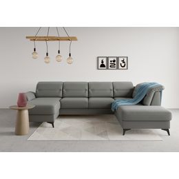 Sit & More Wohnlandschaft SIT & MORE, B:326cm H:85cm T:220cm, grau, 100% Polyester, Sofas, "Sinatra U-Form", optional mit Kopfteilverstellung und