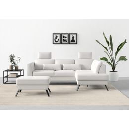 Sit & More Ecksofa SIT & MORE, B:254cm H:88cm T:188cm, silber, Wohnzimmer, Sofas, "Lindholm L-Form", mit Sitztiefenverstellung und Federkern