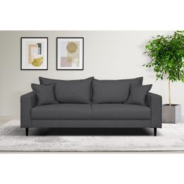 3-Sitzer Home Affaire, B:212cm H:76cm T:84cm, grau, 100% Polyester, Sofas, "VEYRAS, hoher Sitzkomfort, Ma&szlig;e B/T/H: 212/84/76 cm", mit