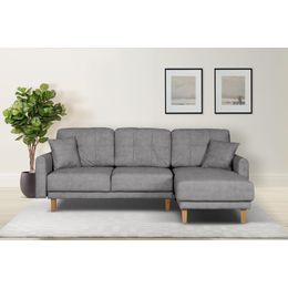 Ecksofa Home Affaire, B:234cm H:89cm T:164cm, grau, 100% Polyester, Wohnzimmer, Sofas, "TRIPLO optionale Schlafsofa mit Bettkasten, Ma&szlig;e B/T/H: