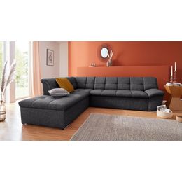 Ecksofa DOMO collection, B:271cm H:76cm T:232cm, grau, Wohnzimmer, Sofas, "Lagoa, moderne Sitzheftung, bequem und komfortabel, L-Form", wahlweise mit
