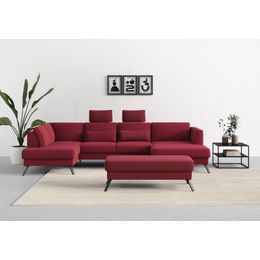 Sit & More Wohnlandschaft SIT & MORE, B:342cm H:88cm T:188cm, rot, Sofas, "Lindholm U-Form", mit Sitztiefenverstellung und Federkern