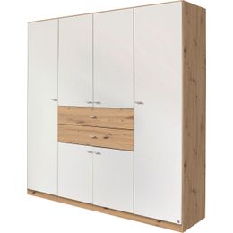 Dreht&uuml;renschrank Rauch, B:181cm H:197cm T:54cm, wei&szlig;, Holzwerkstoff, Schr&auml;nke, "Landsberg", mit praktischen T&uuml;ren und Schubk&auml;sten