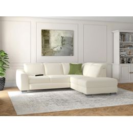 Sit & More Ecksofa SIT & MORE, B:263cm H:86cm T:219cm, beige, Wohnzimmer, Sofas, "Dundee L-Form", mit Federkern und Edelstahlf&uuml;&szlig;en, wahlweise mit