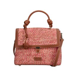 Rieker Damen Henkeltaschecognac, rot, orange, Lederimitat, Textil, Taschen, Handtasche, Umh&auml;ngetasche Damen mit abnehmbarem Umh&auml;ngeriemen