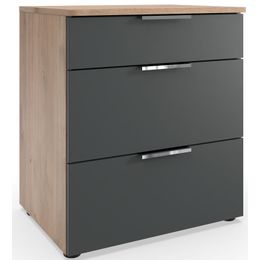 Nachtkommode wimex, B:54cm H:61cm T:41cm, schwarz, Spanplatte, Sideboards, "Level by fresh to go", 3 Schubladen mit soft-close Funktion, 54cm breit,
