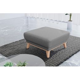 Sit & More Polsterhocker SIT & MORE, B:90cm H:46cm T:90cm, grau, 100% PES, Hocker, "Lavida", Mit elegantem Holzrahmen