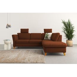 Ecksofa Home Affaire, B:252cm H:86cm T:213cm, rosa, 100% Polyester, Wohnzimmer, Sofas, "Trelleborg L-Form", Federkern-Polsterung, wahlweise mit
