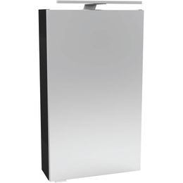 Spiegelschrank Fackelmann, B:40cm H:68cm T:15,3cm, schwarz, Glas, Badezimmer, Schr&auml;nke, "SBC", Aufsatzleuchte, Schalter und Steckdose, Breite 40cm,