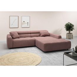 Ecksofa 3C CANDY, B:258cm H:68cm T:217cm, rosa, 95% Polyester, 5% Nylon, Wohnzimmer, Sofas, "Denver auch mit Cord- und Easy care-Bezug,