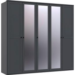 Kleiderschrank wimex, B:225cm H:210cm T:58cm, grau, Schlafzimmer, Schr&auml;nke, "Chalet", mittig mit Spiegelt&uuml;ren
