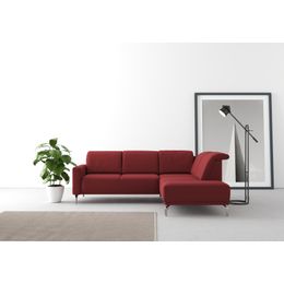Sit & More Ecksofa SIT & MORE, B:249cm H:84cm T:205cm, rot, Wohnzimmer, Sofas, "Bailando L-Form", wahlweise mit Kopfteilverstellung und Vorziehsitz, motorisch