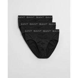 Gant Herren Slip "BRIEF 3-PACK", Gr. S, schwarz, Jersey, Obermaterial: 95% Baumwolle, 5% Elasthan, Unterhosen, Gestrickter Jacquard-Bund