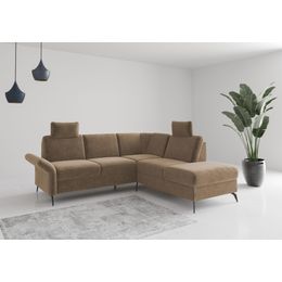 Ecksofa Home Affaire, B:240cm H:93cm T:216cm, braun, 100% Polyester, Wohnzimmer, Sofas, "Rochelle", wahlweise mit Bettfunktion, Bettkasten und