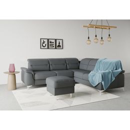 Sit & More Ecksofa SIT & MORE, B:251cm H:85cm T:231cm, grau, 98% Polyester, 2% Polyamid, Wohnzimmer, Sofas, "Sinatra L-Form", optional mit Kopfteilverstellung