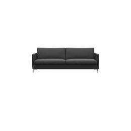 3-Sitzer FLEXLUX, B:214cm H:85cm T:92cm, schwarz, 100% Echteder, Sofas, "Fiore, super Sitzkomfort durch Kaltschaum im Sitz", schmale Armlehnen, F&uuml;&szlig;e