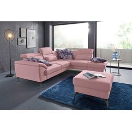 Sit & More Ecksofa SIT & MORE, B:270cm T:235cm, rosa, Wohnzimmer, Sofas, "Percy L-Form", 15 cm Fu&szlig;h&ouml;he, Sitztiefenverstellung, wahlweise in 2 Fu&szlig;farben