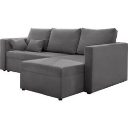 Ecksofa Home Affaire, B:224cm H:87cm T:160cm, grau, Struktur (100% Polyester);100% Polyester Melrose;Luxus-Microfaser Nubuk (100% Polyester),