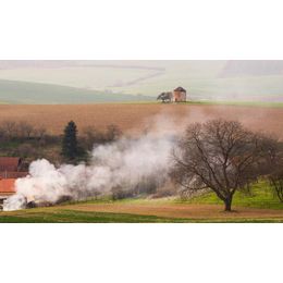 papermoon Fototapete "Feld mit Rauch", B/L: 5m x 2,8m, Bahnen: 10 Stk., bunt, Schlafzimmer, Tapeten