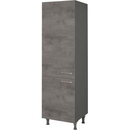 Hochschrank Nobilia, B:60cm H:216,6cm T:58,3cm, grau, K&uuml;che, Schr&auml;nke, ""Riva", Ausrichtung w&auml;hlbar, mit zwei T&uuml;ren, vormontiert", Breite/H&ouml;he: