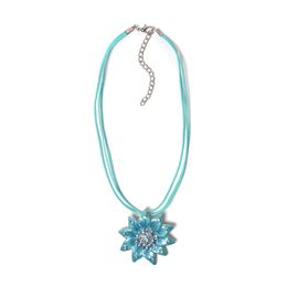 Damen Kette mit Anh&auml;nger "Doris", blau, Basic, Collezione Alessandro, Metall, Halsketten, mit Bl&uuml;tenanh&auml;nger
