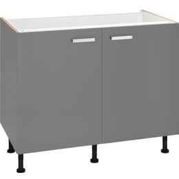 Sp&uuml;lenschrank Optifit, B:100cm H:87cm T:58,4cm, grau, Holzwerkstoff, K&uuml;che, Schr&auml;nke, "Parma", Breite 100 cm