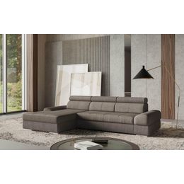 Sit & More Ecksofa SIT & MORE, B:284cm H:79cm T:171cm, braun, 100% Polyester, Wohnzimmer, Sofas, "Broadway L-Form", inklusive Kopfteilverstellung, wahlweise mit