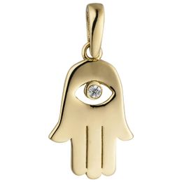 Jobo Damen Kettenanh&auml;nger "Anh&auml;nger Hand", Gelbgold 333, gold, Gelbgold 333, Schmuckanh&auml;nger, 333 Gold mit Zirkonia