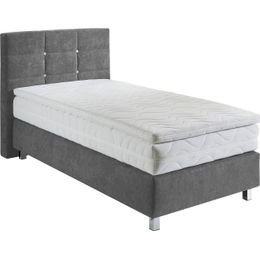 Boxspringbett, B:115cm L:210cm, grau, Westfalia Schlafkomfort, Bezug: Microvelours 100% Polyester;Polsterung: 100% Polyester, Komplettbetten, mit