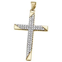 Firetti Damen Kettenanh&auml;nger "Schmuck Geschenk Silber 925 Halsschmuck Anh&auml;nger Kreuz", Silber 925 (Sterlingsilber), 2,9 g, gold, Silber 925