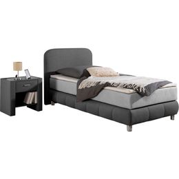 Boxspringbett Home Affaire, B:107cm L:207cm, grau, Komplettbetten, "Cesson, in verschiedenen Breiten", inkl. Topper, wahlweise in H2, H3 oder H4