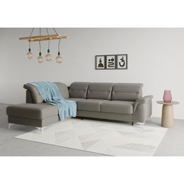 Sit & More Ecksofa SIT & MORE, B:251cm H:85cm T:220cm, braun, 100% Polyester, Wohnzimmer, Sofas, "Sinatra L-Form", mit Ottomane, optional mit