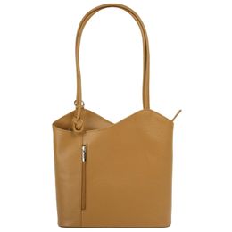 CLUTY Damen Cityrucksack, gelb, Leder, Rindsleder, beschichtet, leicht gl&auml;nzend, Rucks&auml;cke, echt Leder, Made in Italy