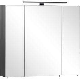 Badezimmerspiegelschrank Schildmeyer, B:80cm H:74,4cm T:16cm, schwarz, FSC-zertifizierter Holzwerkstoff, Schr&auml;nke, "Malte Breite 80,0 cm", Mit